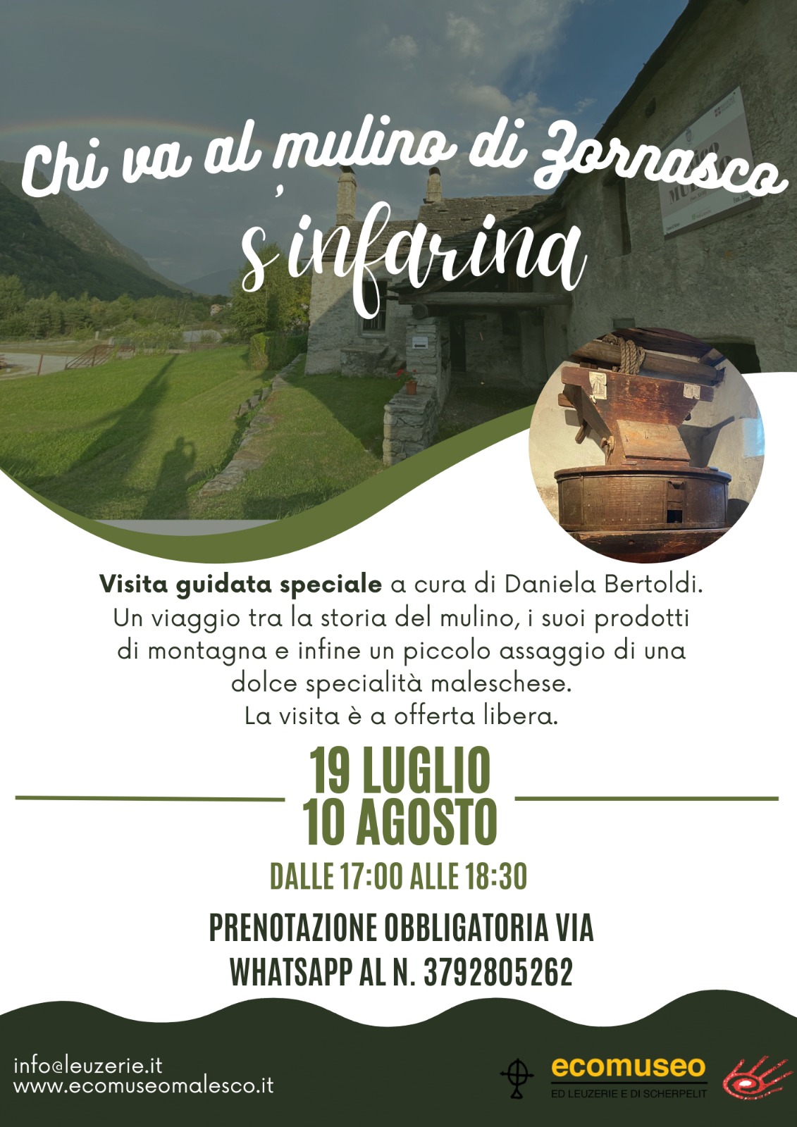 Chi va al Mulino di Zornasco s'infarina - 19 luglio - Ecomuseo Malesco